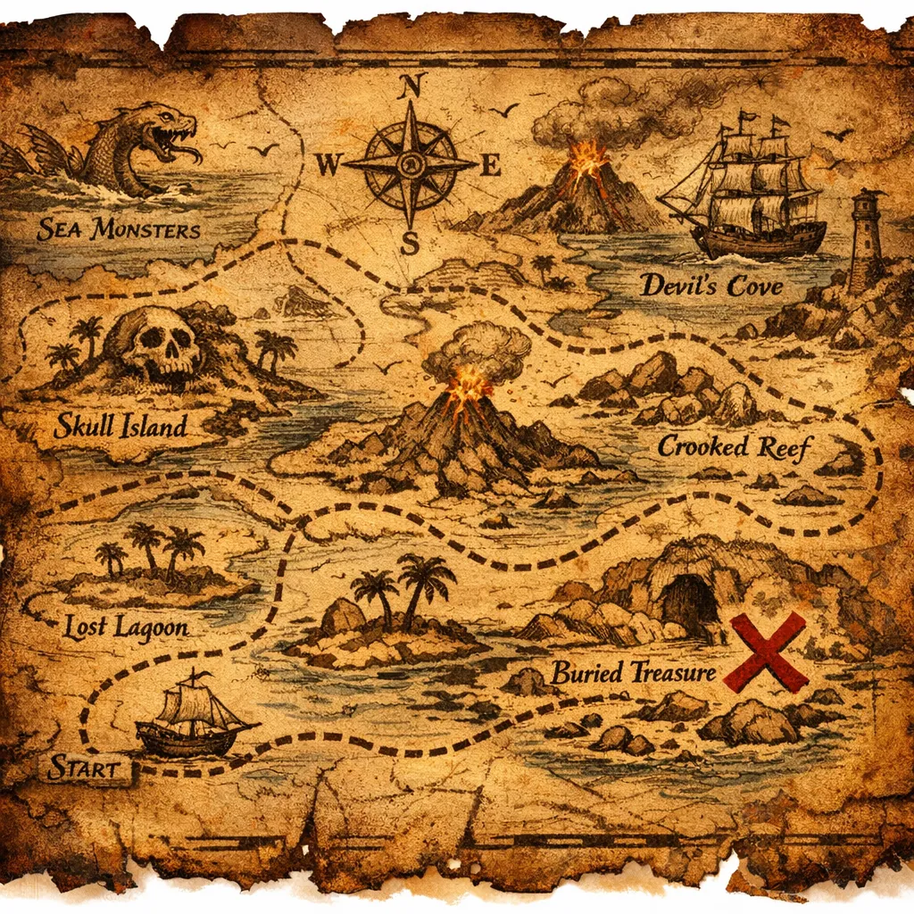 The Lost Pirate's Map — X Marks the Buried Treasure — Jigsaw Puzzle ...